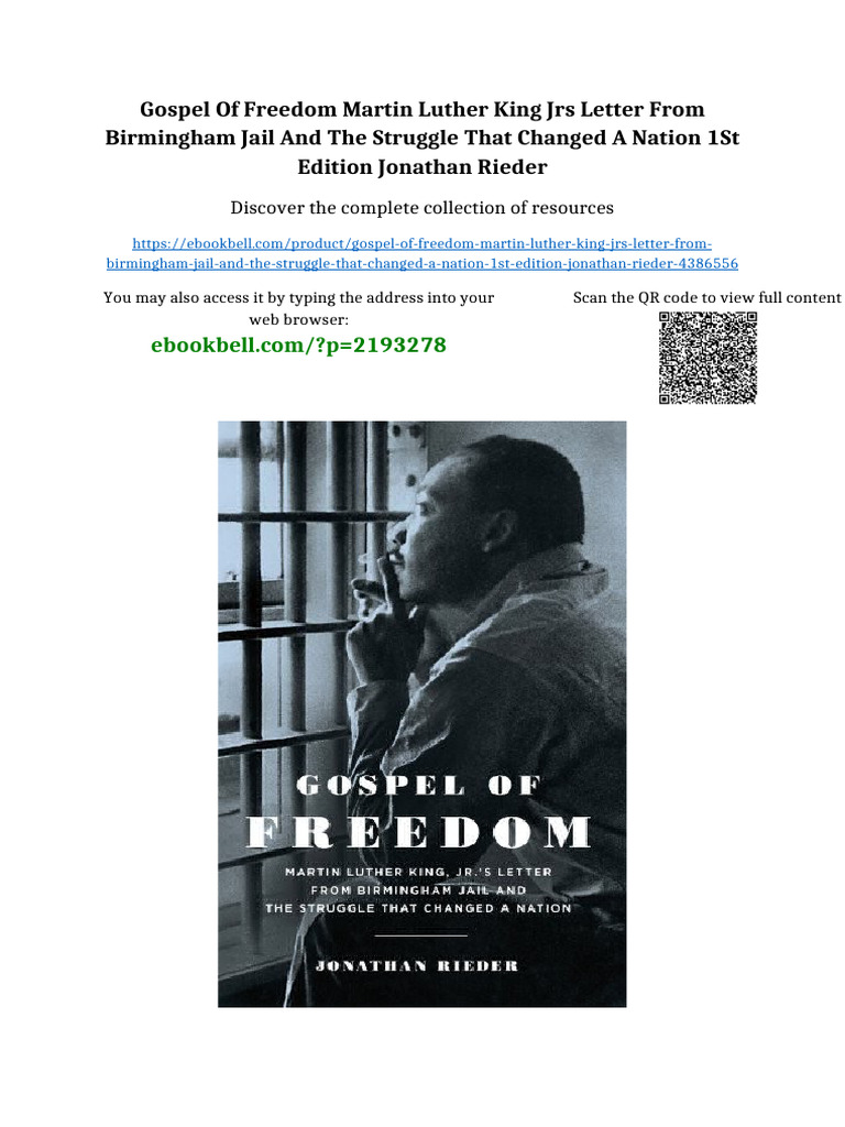 Gospel of Freedom Martin Luther King Jrs Letter From Birmingham Jail ...