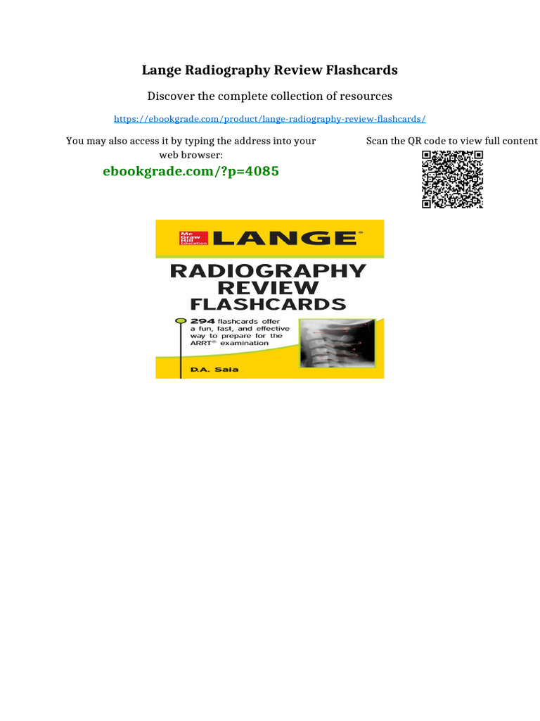 LANGE Radiography Review Flashcards Available Any Format | PDF ...