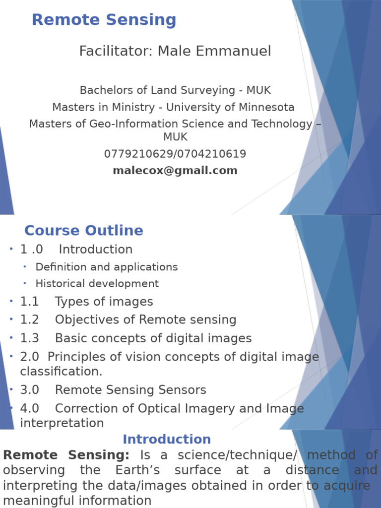 Lesson 1a - Introduction | PDF | Remote Sensing | Image Resolution