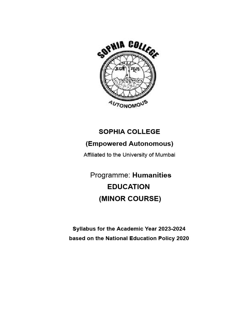 Education Fyba Semester-1 (Nep 2020 Syllabus (2023-2024) ) | PDF | Data ...