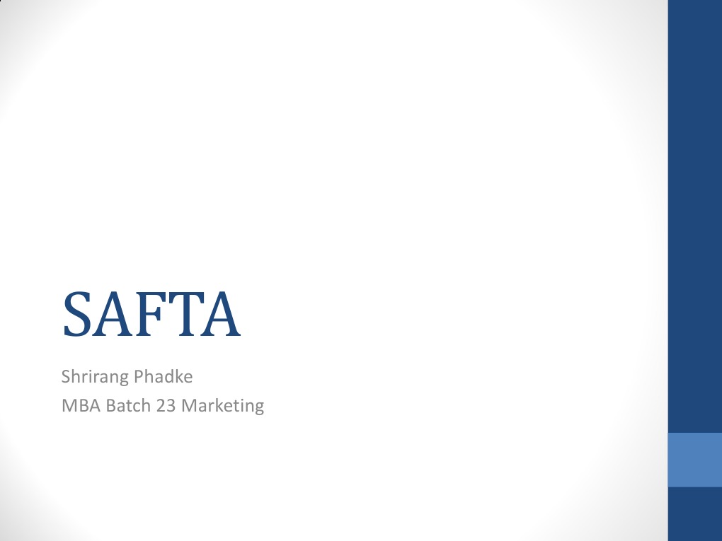 SAFTA | South Asia | Economic Integration