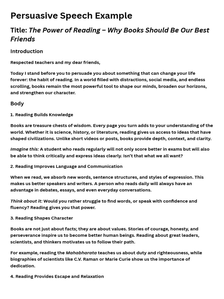 Persuasive Speech Example | PDF | Rhetoric | Human Communication