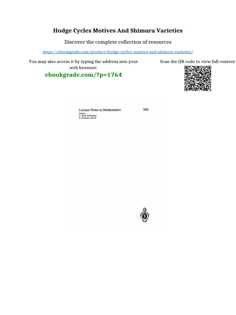 Hodge Cycles Motives and Shimura Varieties Digital Download | PDF