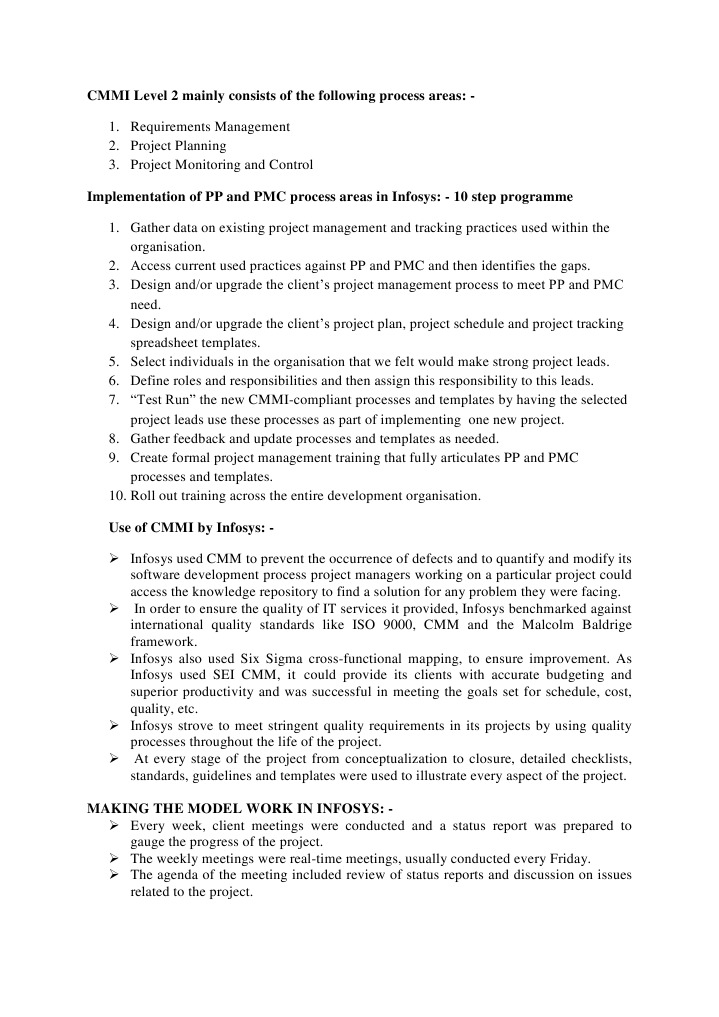 Cmmi Infosys | PDF | Project Management | Accountability