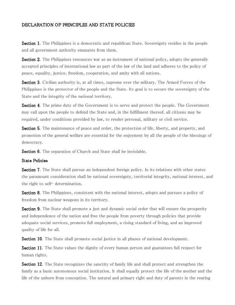 Principles and Policies of the Philippines | PDF | Liberty | Democracy