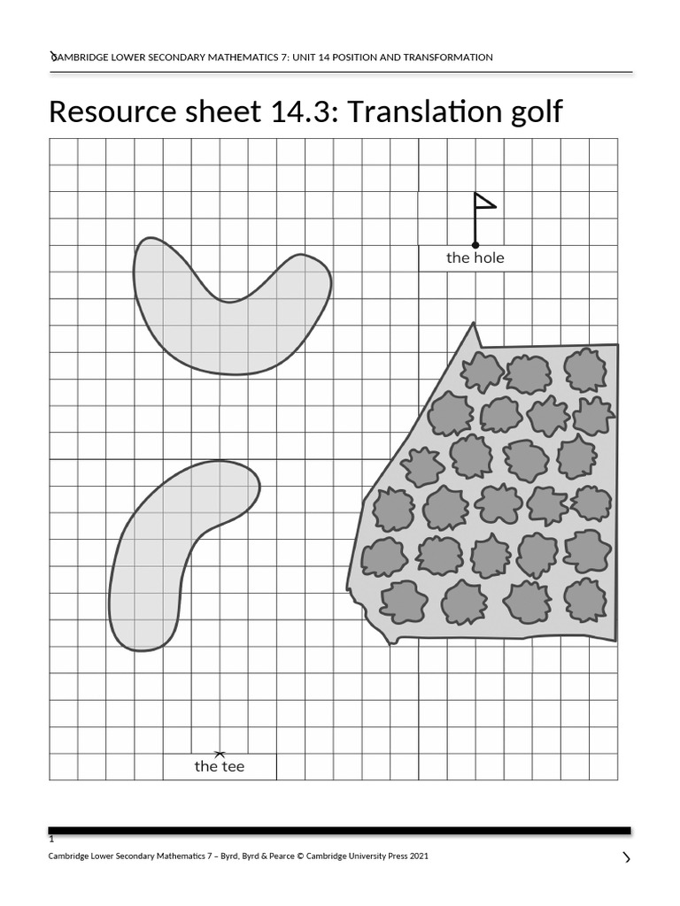 Stage 7 Maths Resource Sheet 14 3 Translation Golf | PDF