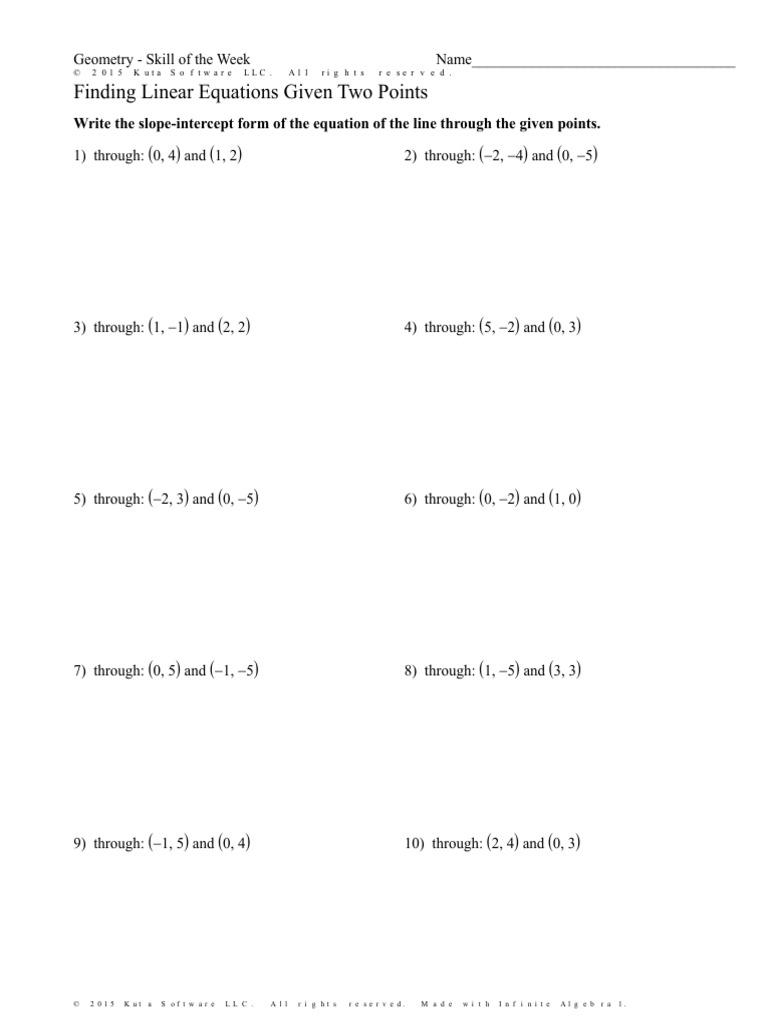 Finding Linear Equations Given Two Points | PDF
