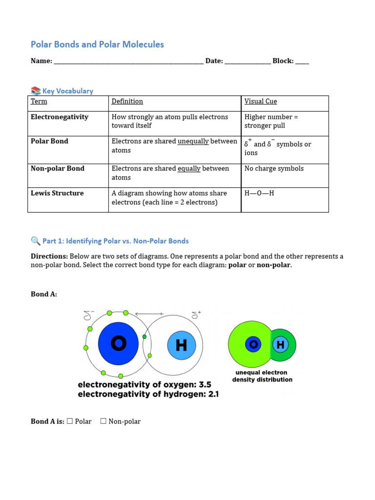 Homework - Polar Bonds & Molecules | PDF | Chemical Polarity | Chemical ...