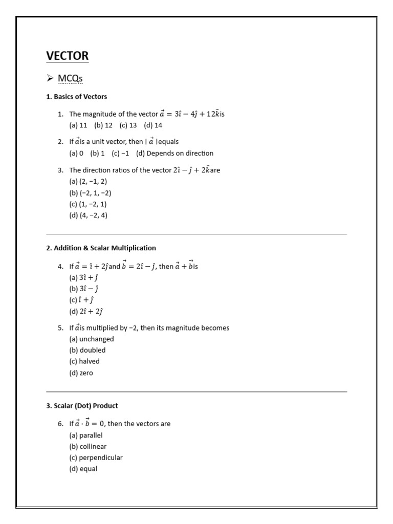 Most Important Questions of VECTOR | PDF | Euclidean Vector | Geometry