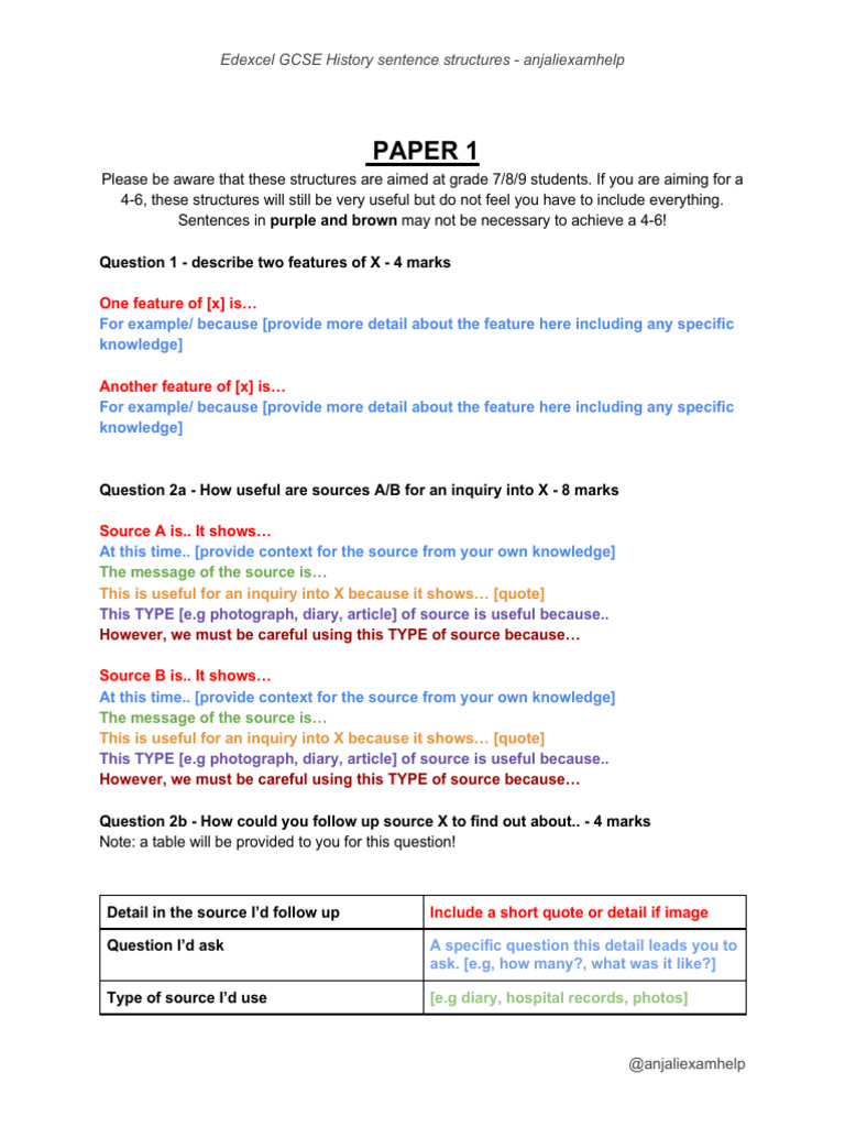 Edexcel Gcse History Sentence Structures | PDF | Argument | Epistemology