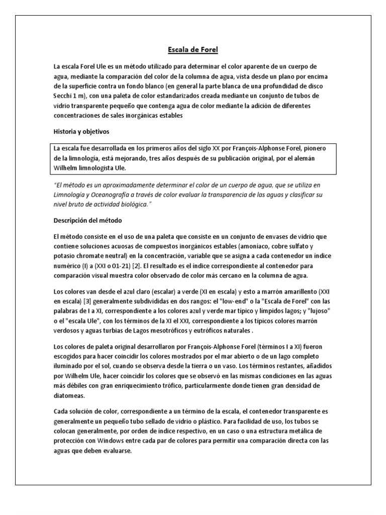 Escala de Forel Ule para evaluación de aguas | PDF | Color | Agua