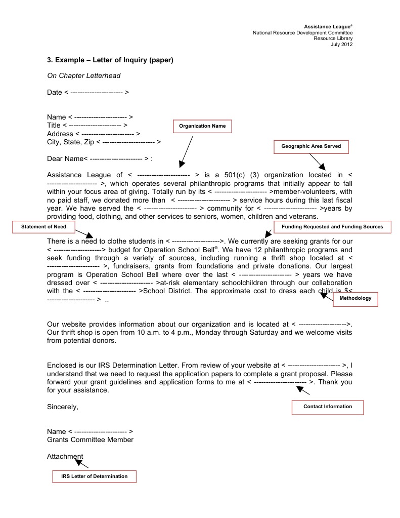Example - Letter of Inquiry (Paper) | PDF | Grant (Money) | 501(C ...