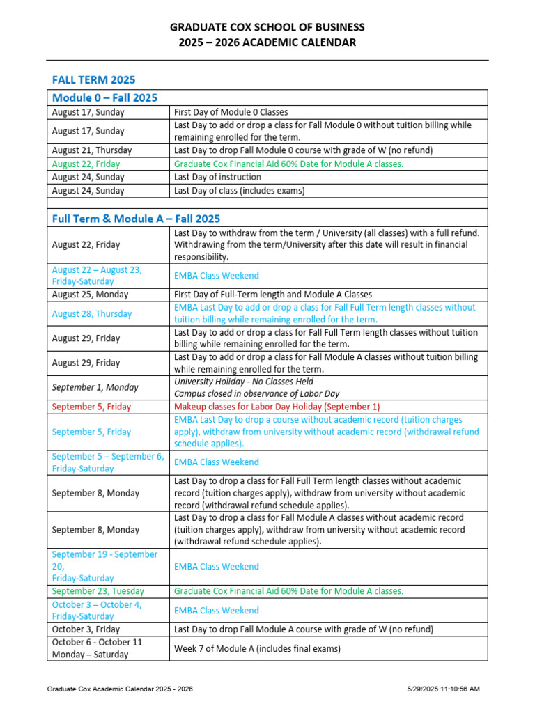 SMU - 2026 Summer Calendar | PDF | Workweek And Weekend | Academic Term