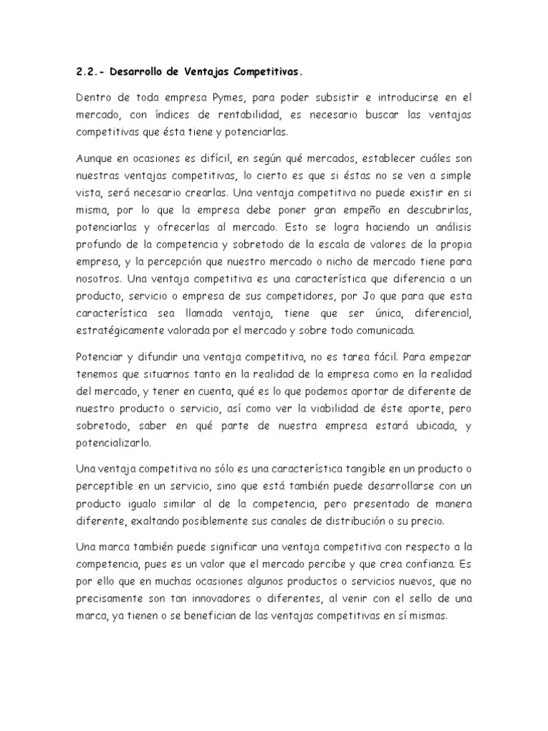 Desarrollo de Ventajas Competitivas | PDF | Cadena de valor | Ventaja ...