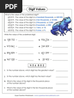 Value of Underlined Digits Worksheet | PDF