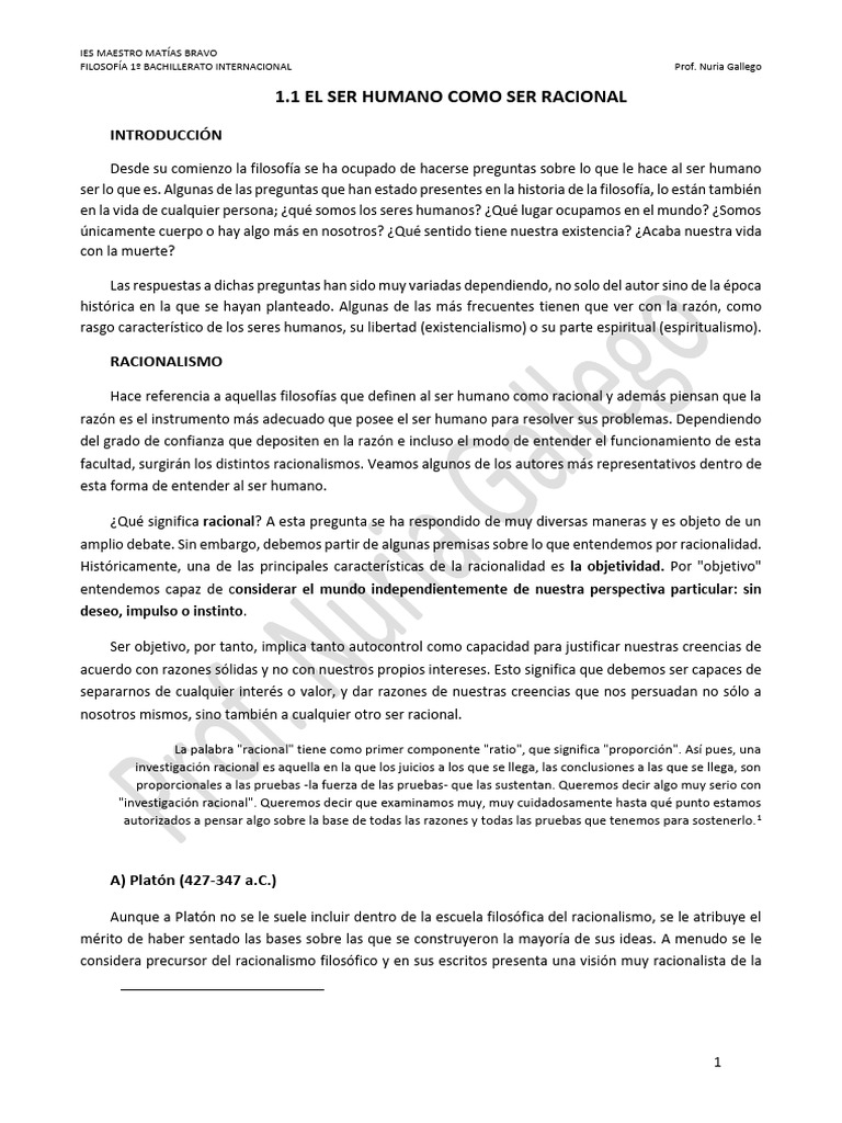 1.1. Ser Humano Como Ser Racional | PDF | Razón | Verdad