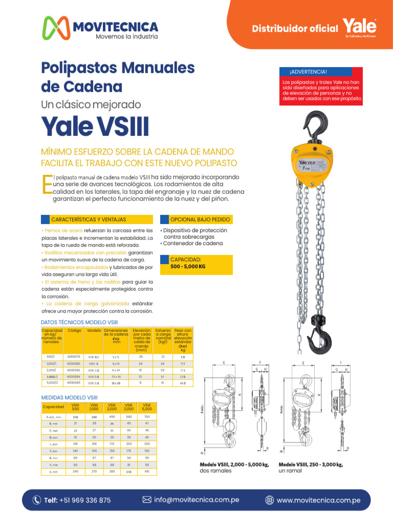 Ficha Técnica Yale Modelo Vsiii | PDF | Máquinas