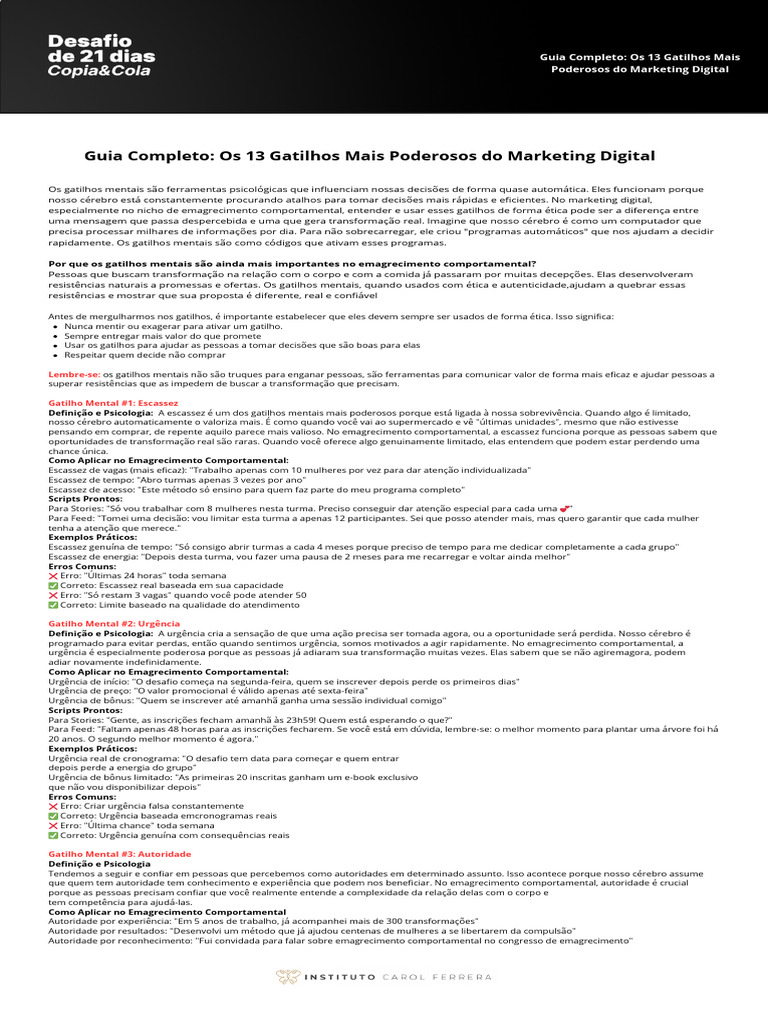 Guia Completo Os 13 Gatilhos Mais Poderosos Do Marketing Digital | PDF ...