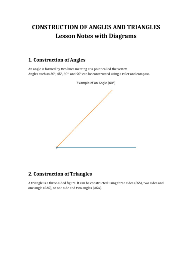 Construction of Angles and Triangles Lesson | PDF
