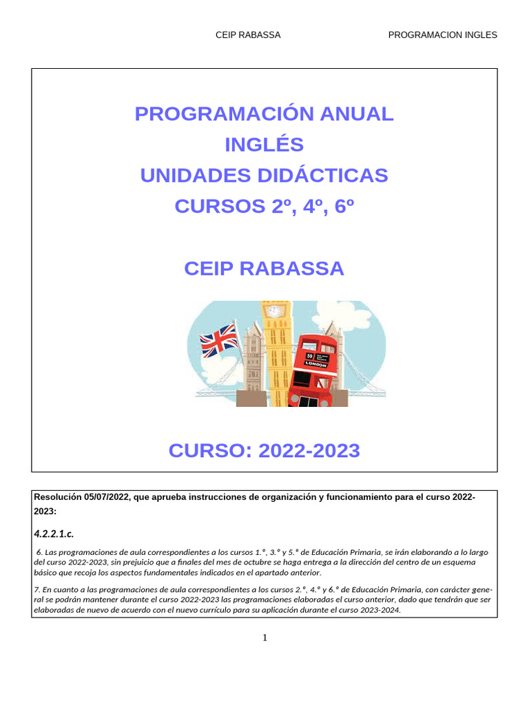 PROGRAMA INGLES CURS 2022 Pares | PDF | Phonics | Vocabulary