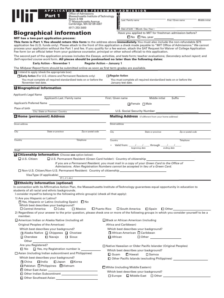MIT Application Part 1 | PDF | Permanent Residence (United States ...