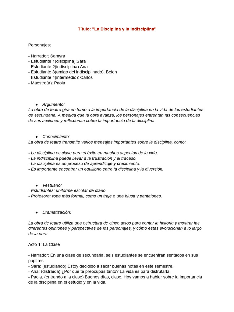 La Disciplina e Indisciplina | PDF