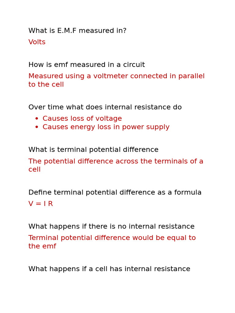 EMF and Internal Resistance | PDF
