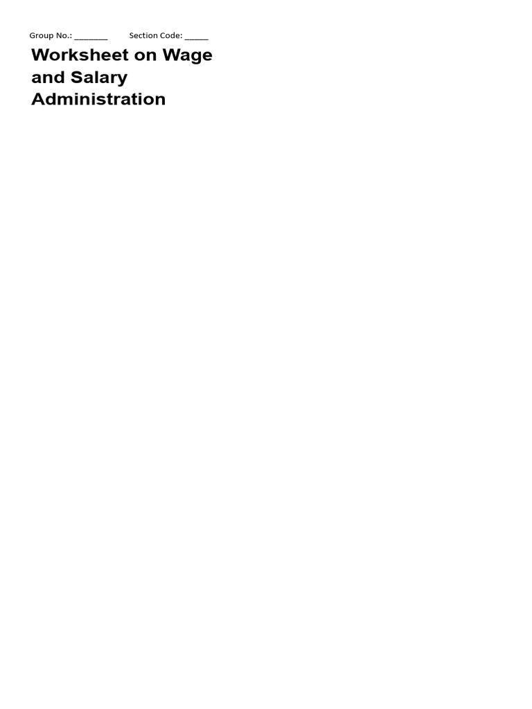 Worksheet On Wage and Salary Administration | PDF | Cost Of Living ...