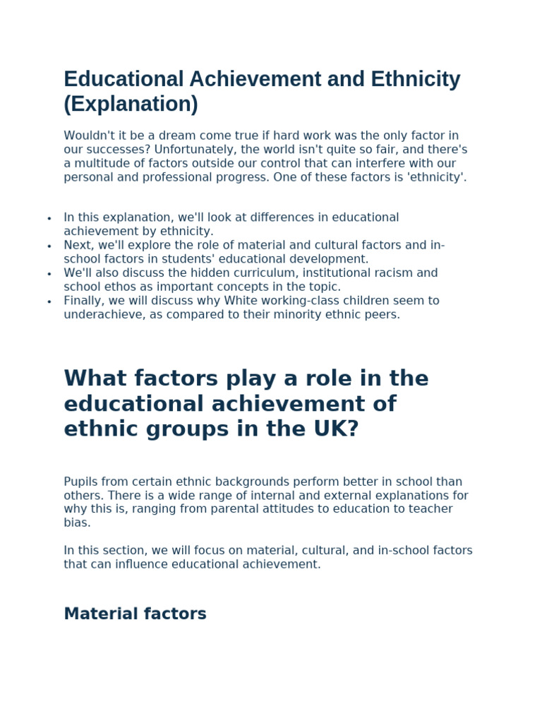 4.6 Educational Achievement and Ethnicity | PDF | Multiculturalism ...