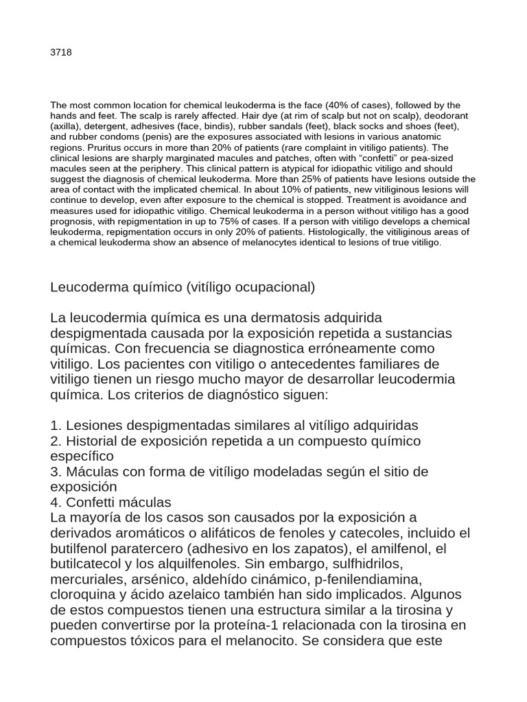 LEUCODERMIa WORD | PDF | Color de piel humana | Dermatología