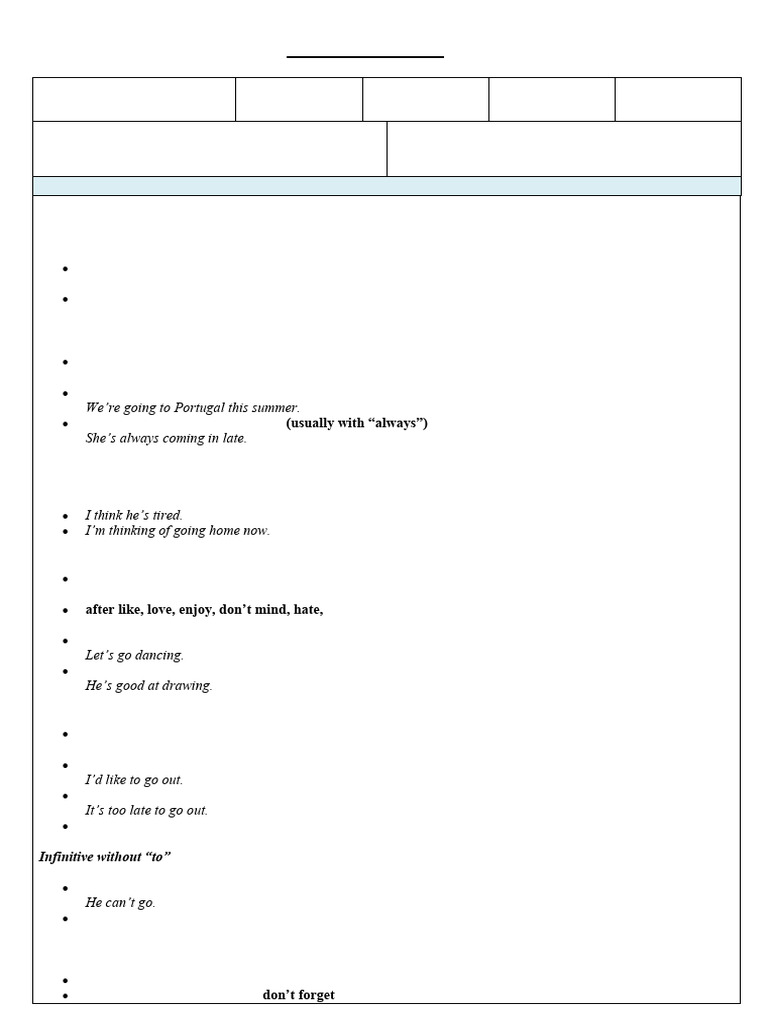 Present Simple Vs Continuous To Inf Ing Form | PDF | Verb | Subject ...