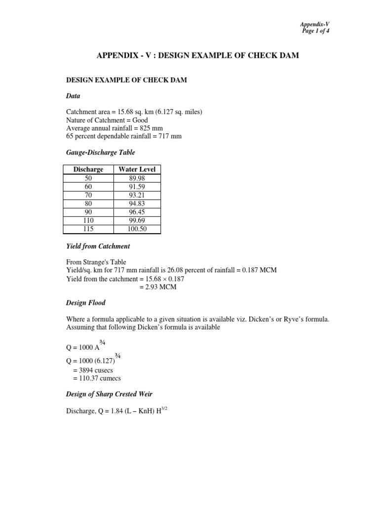 Design of Check Dam | PDF | Discharge (Hydrology) | Flood