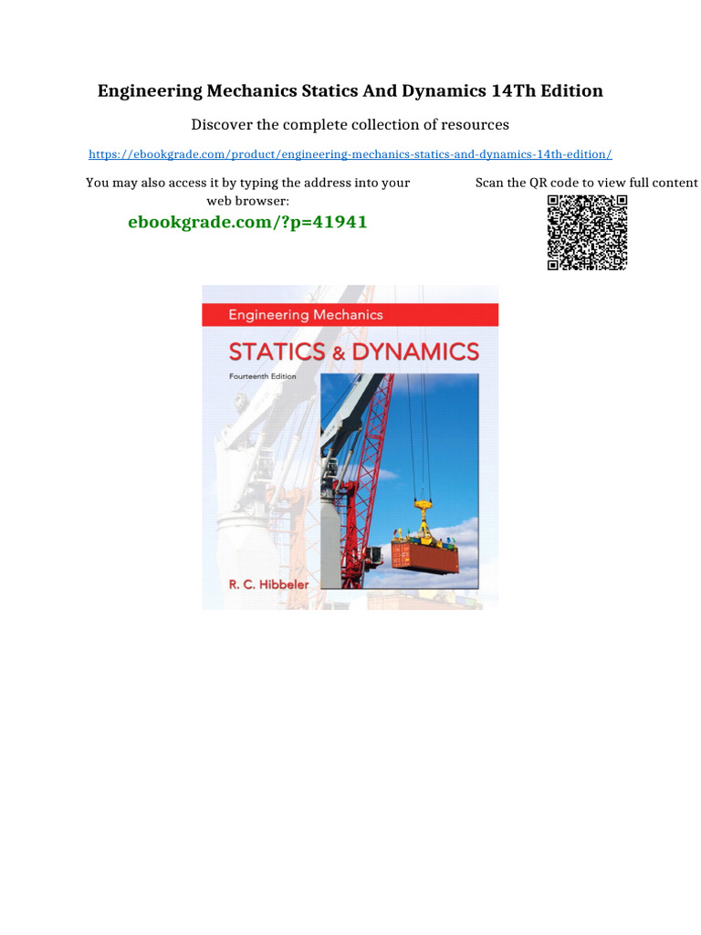 Engineering Mechanics Statics and Dynamics 14th Edition Latest PDF 2025 ...