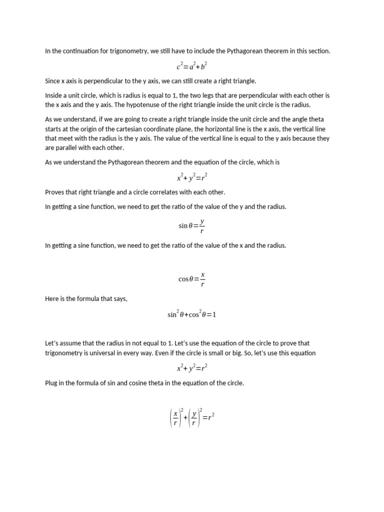 Proof of Trigonometric Functions | PDF | Trigonometry | Circle