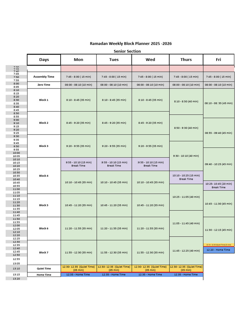 Ramadan Block Planner 2025-26 | PDF
