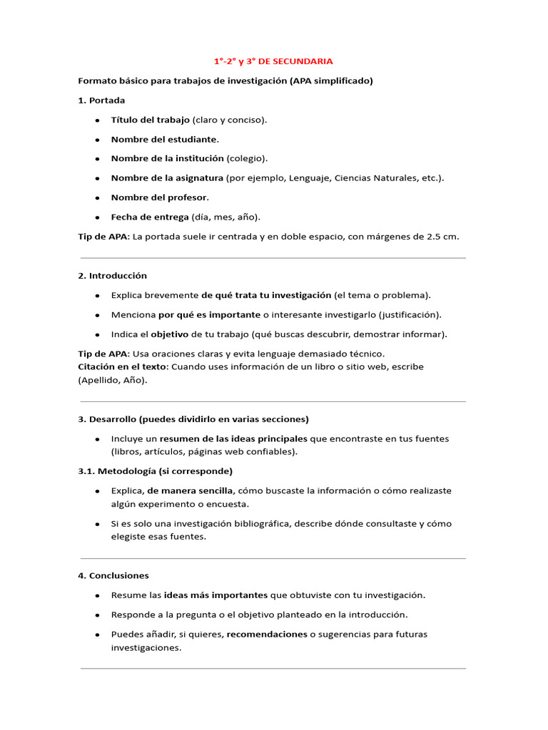 1°-2° y 3° de SEC. Formato básico para trabajos de investigación.docx ...