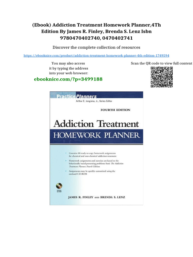 (Ebook) Addiction Treatment Homework Planner, 4th Edition by James R ...