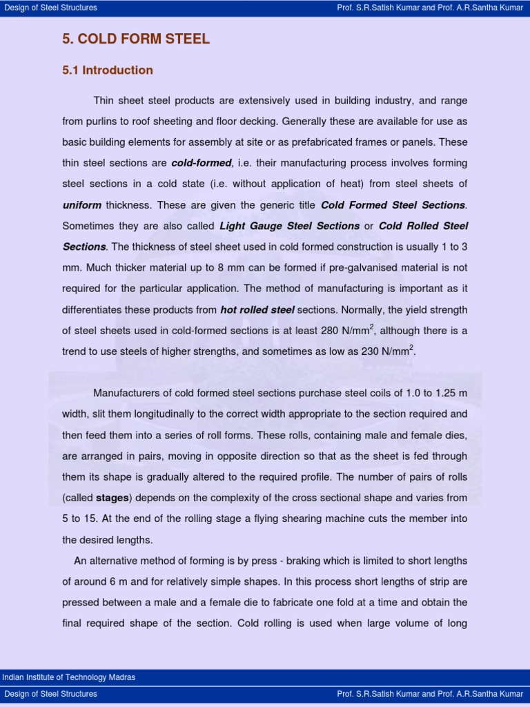 1 Introduction To Cold Formed Steel Design | PDF | Sheet Metal ...