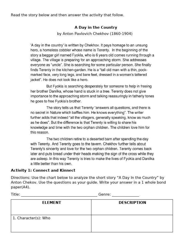 A Day in The Country Activity1 | PDF