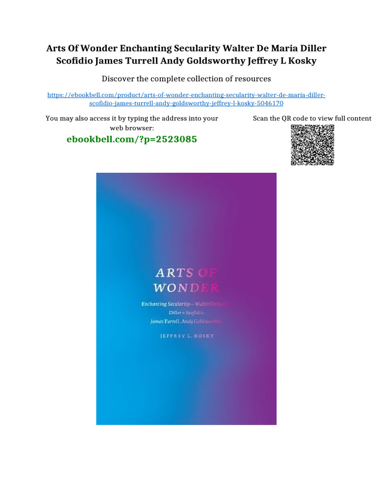 Arts of Wonder Enchanting Secularity Walter de Maria Diller Scofidio ...