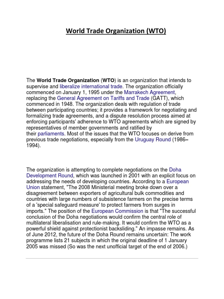 World Trade Organization | PDF | World Trade Organization | Uruguay Round