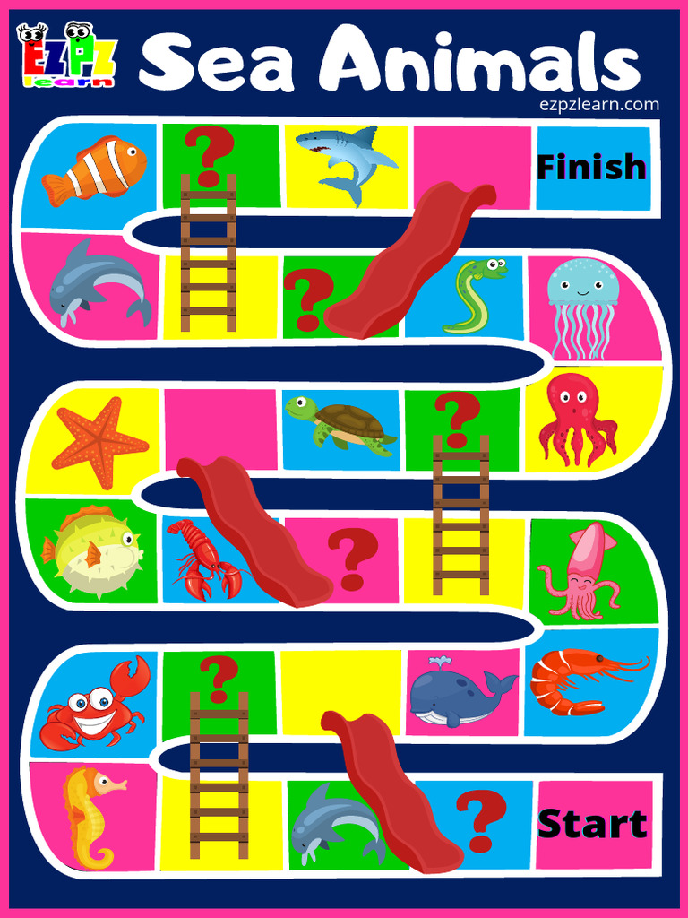 Sea Animals Slides and Ladders Game | PDF