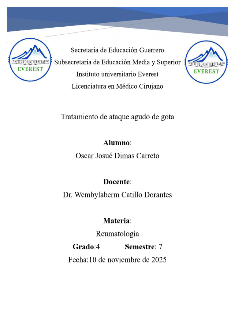 Tratamiento de Ataque Agudo de Gota | PDF | Especialidades Medicas | Drogas