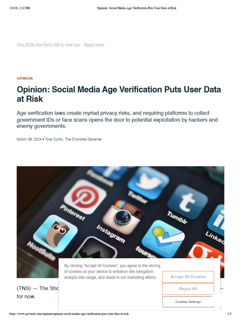 Opinion - Social Media Age Verification Puts User Data at Risk | PDF ...