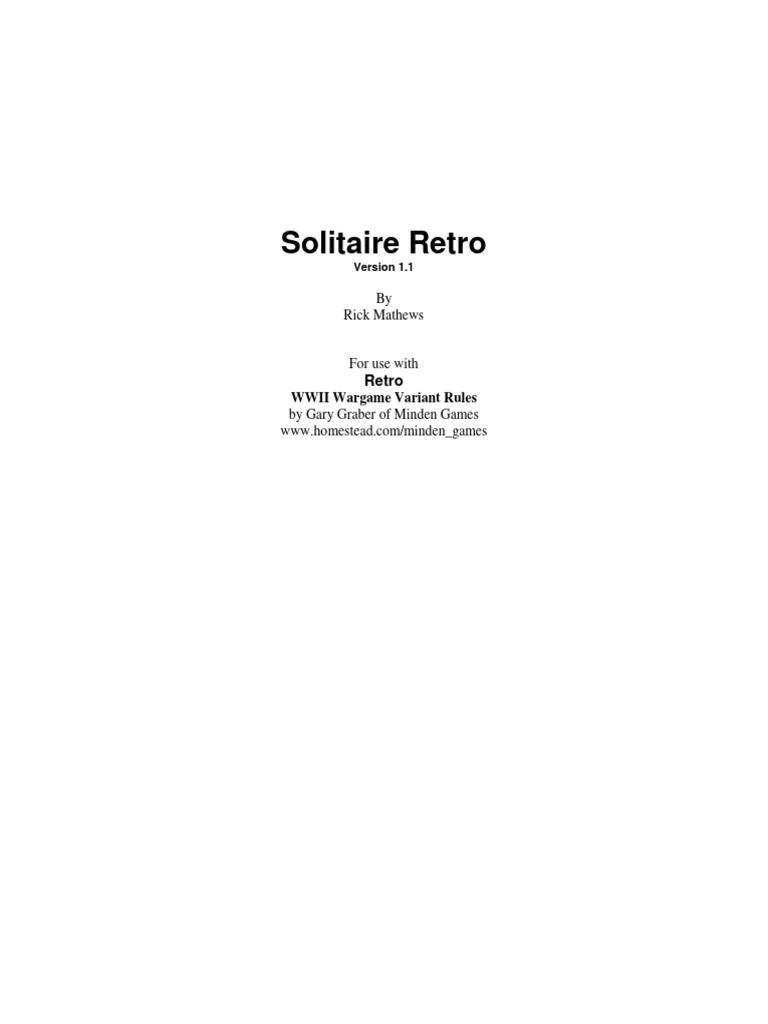 Solitaire Retro v1.1 - 8.5x11 | PDF | Warfare | Military