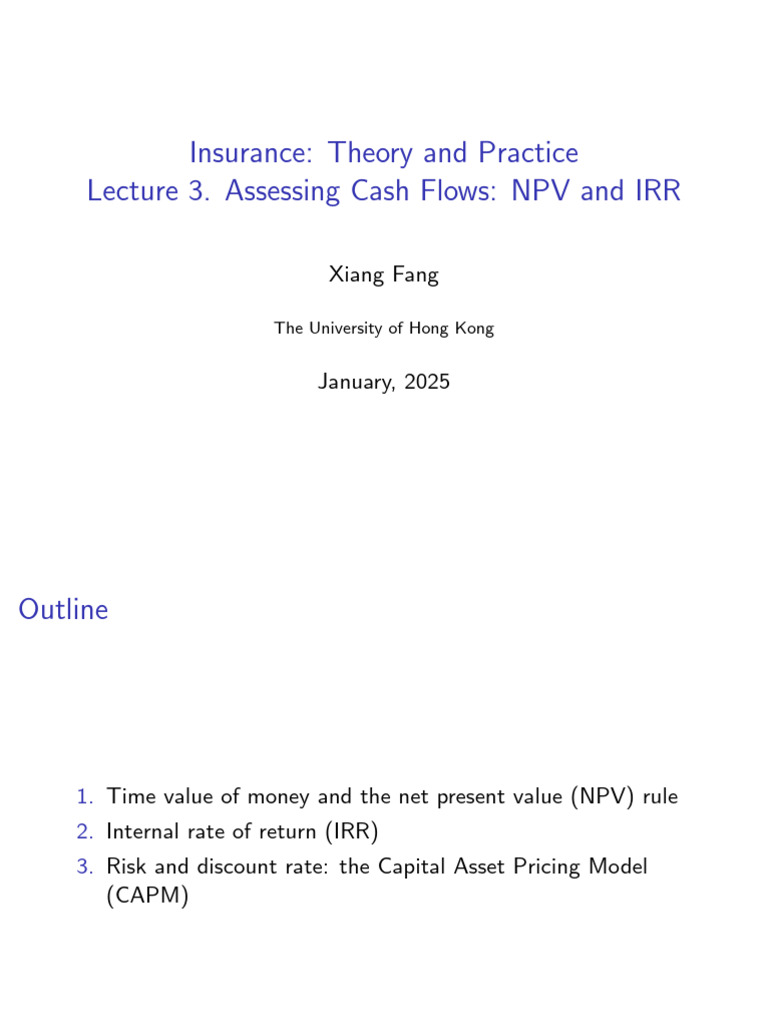Lecture 3 Cash Flow Handout | PDF | Net Present Value | Internal Rate ...