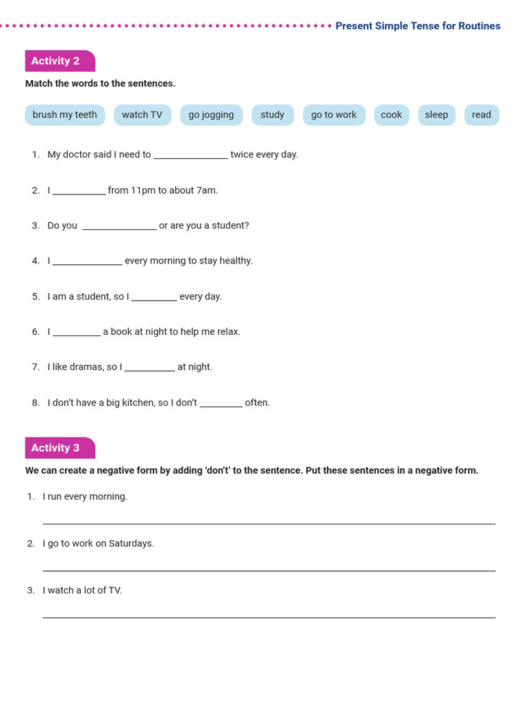 T 1691152541 Esl Simple Present Grammar Sheet Adults A1 Ver 3 | PDF ...