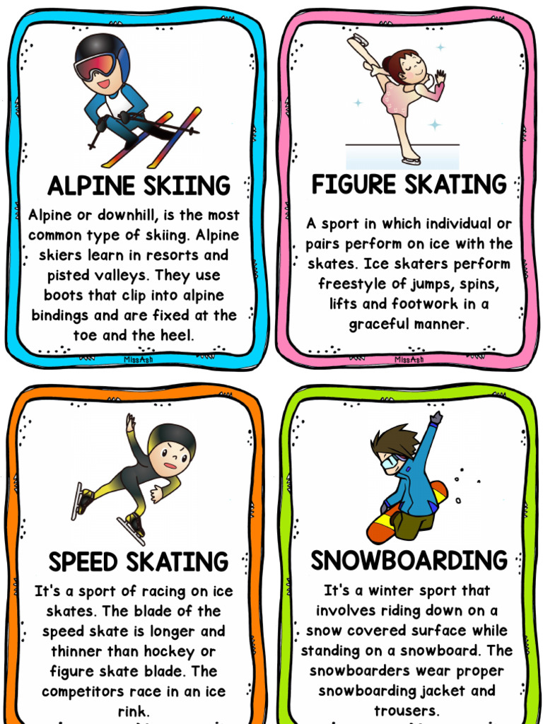 Winter Olympics Vocab Cards | PDF