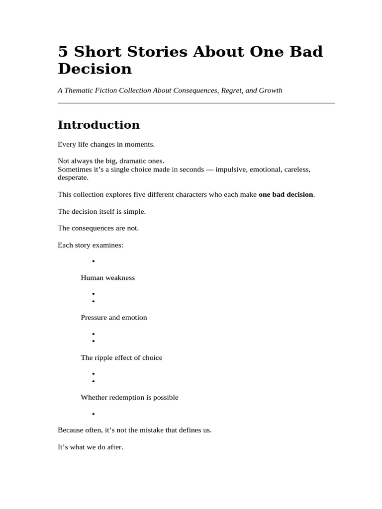 5 Short Stories About One Bad Decision | PDF