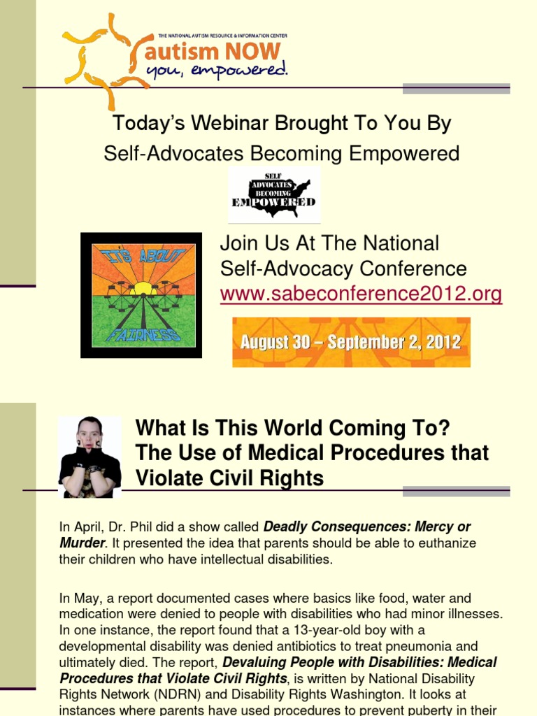 Self Advocates Becoming Empowered Webinar With Autism NOW July 10, 2012 ...